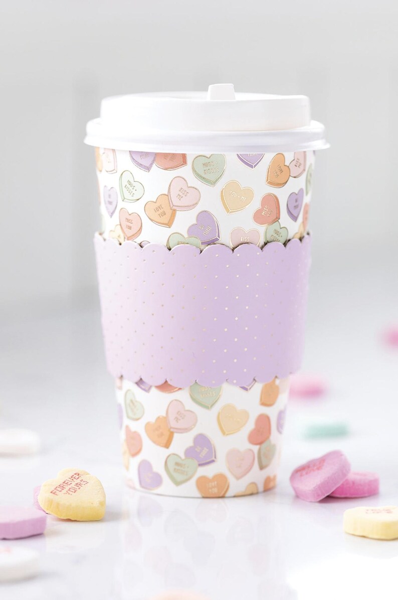 Conversation Hearts to Go Cups - Paper Coffee Cups, Hot Chocolate Bar ...