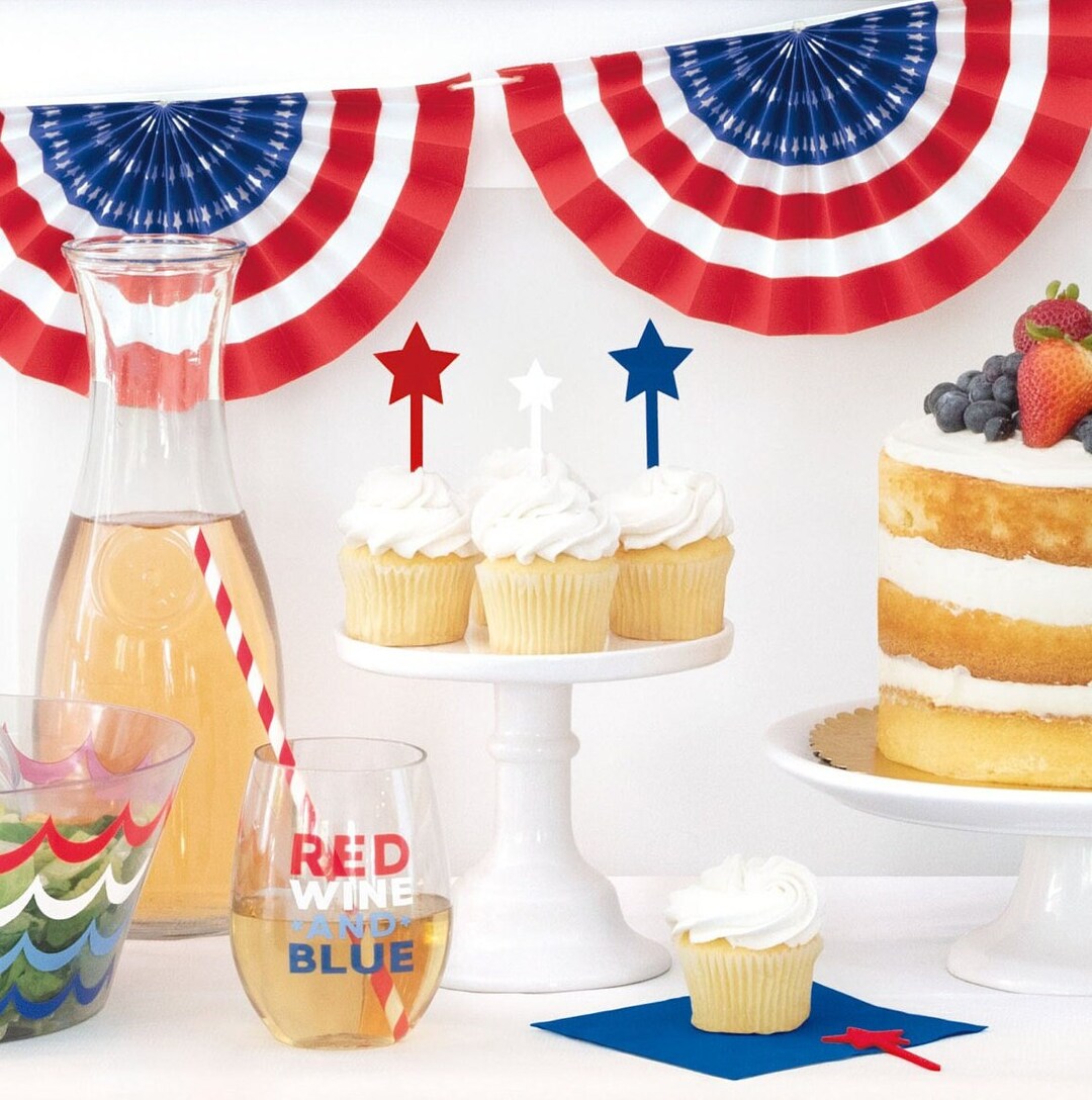 Red White Blue Plastic Star Picks 12ct, Patriotic Party Supplies, 4th ...