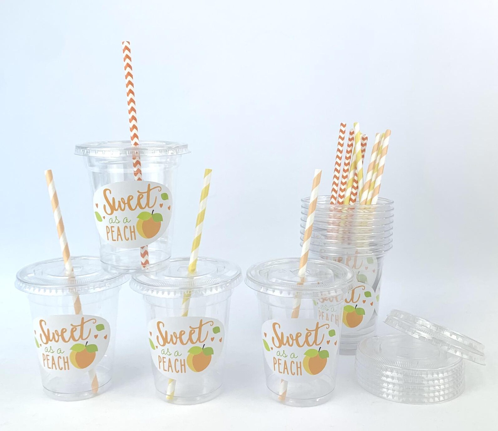 Peach Party Cups - Peach Birthday, Sweet as a Peach, Peach Party Favors ...