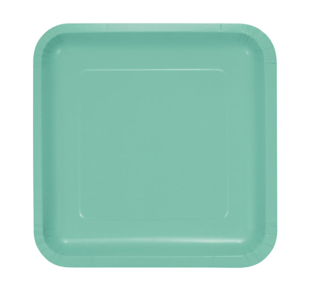 9" Mint Paper Plates - Mint Wedding, Square Dinner Plates, Donut ...