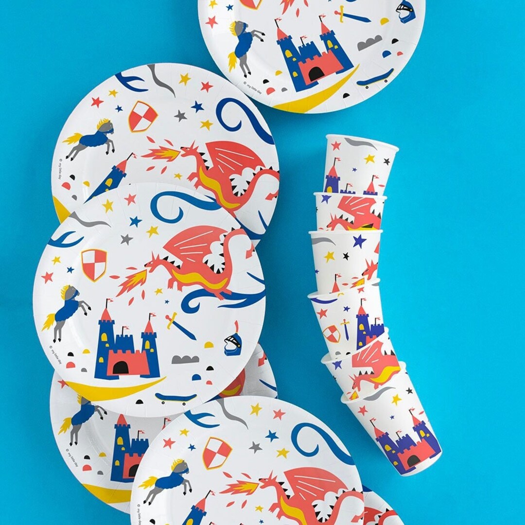 Knight Birthday Plates - Dragon Plates, Dragon Party Decorations ...