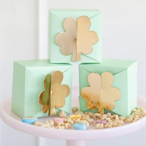 Shamrock Favor Boxes - Clover Birthday Decorations, Lucky Party ...
