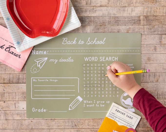 Back to School Placemats, Activity Placemats Word Search, School Party ...