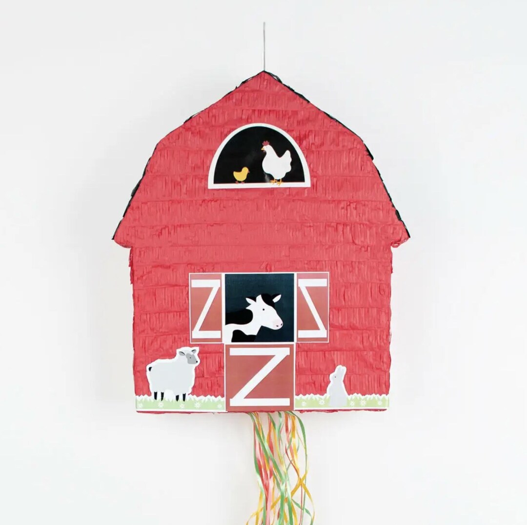 Red Barn Pinata - Barnyard Birthday Decorations, Farm Party Supplies ...