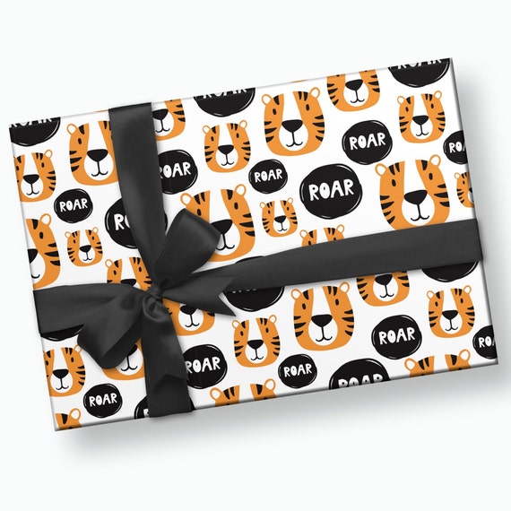 Tiger Wrapping Paper Kids Christmas Wrapping Paper Holiday | Etsy