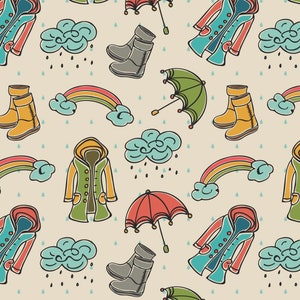 Rainy Day Gift Wrap - Rainbow Wrapping Paper, Umbrella Rain Boots ...