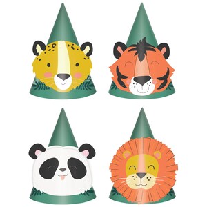 Safari Birthday Party Hats 8ct, Paper Hats, Jungle Party Decorations ...