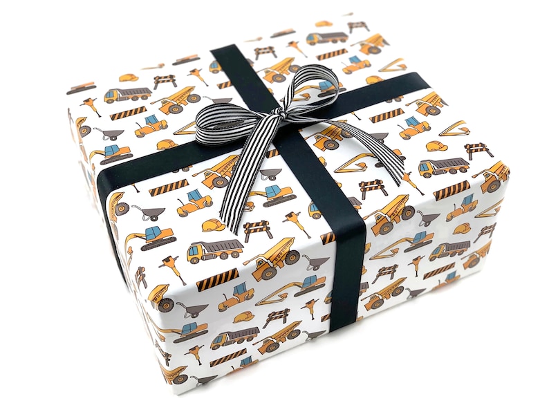 Construction Wrapping Paper Kids Christmas Wrapping Paper - Etsy