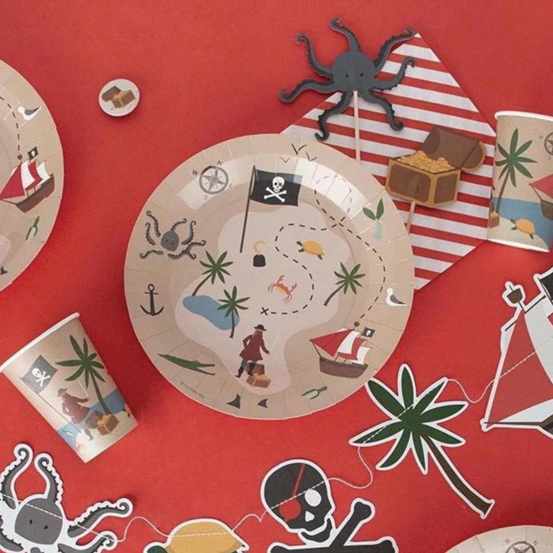 Treasure Map Party Plates - Pirate Birthday Decorations, Skull Party ...