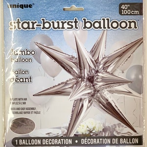 Silver Starburst Balloon - Galaxy Party, Silver Wedding Decorations ...