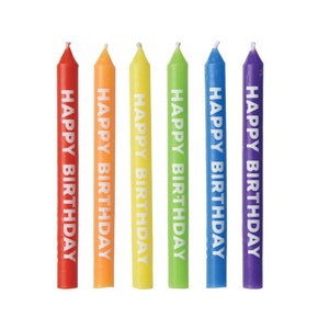 Rainbow Happy Birthday Candles 12ct - Cake Toppers, Birthday Supplies ...