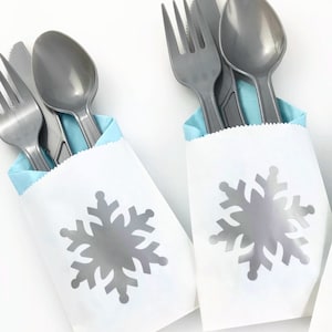 Snowflake Cutlery Snowflake Gender Reveal, Winter Wonderland Baby ...