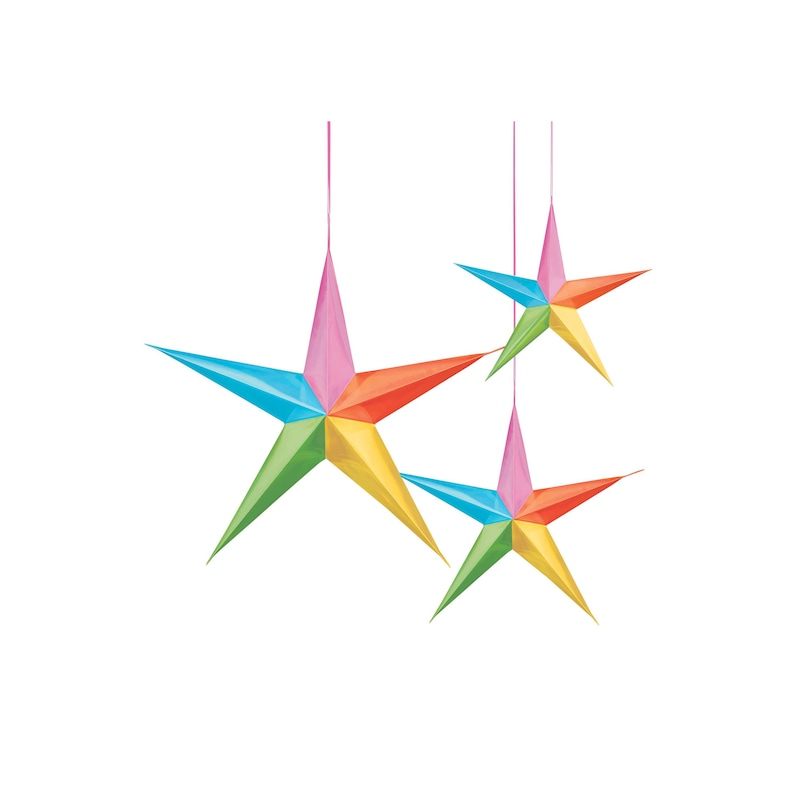 Hanging Star Decorations, Rainbow Party Decorations, Star Party Decor ...