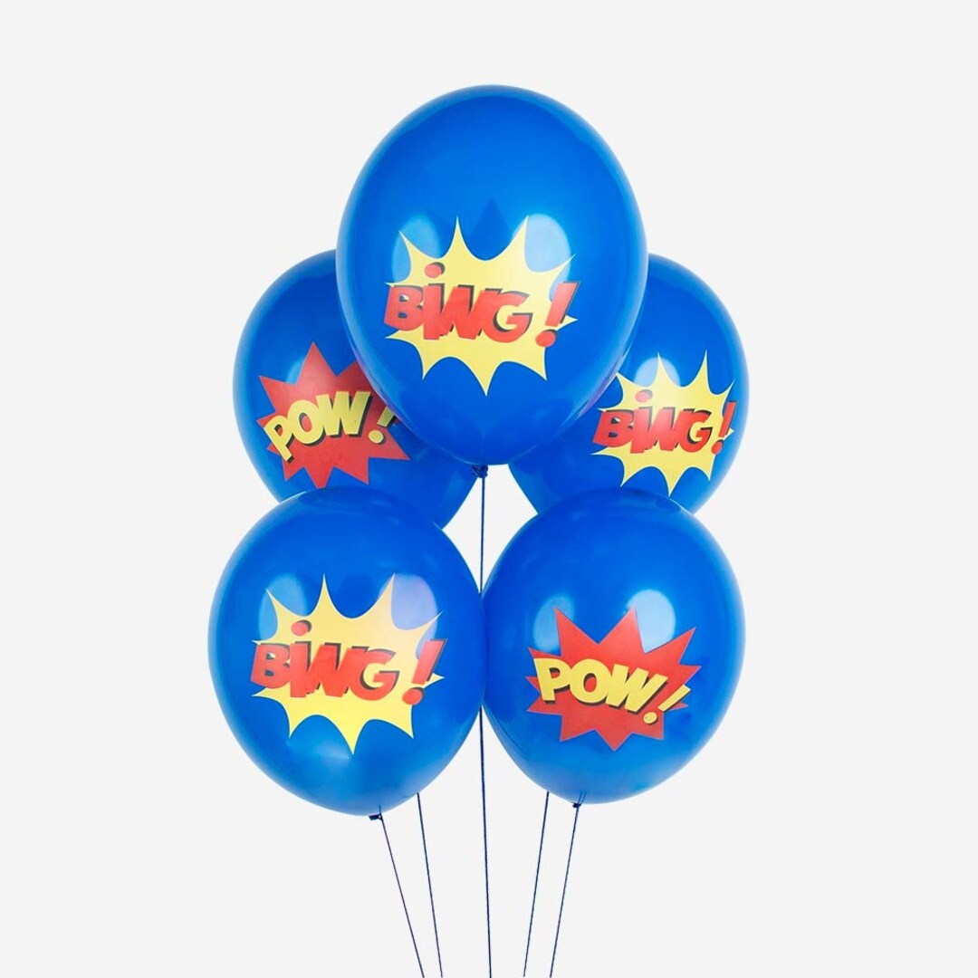 Comic Book Party Balloons 5ct - Superhero Birthday Balloons, Comic ...