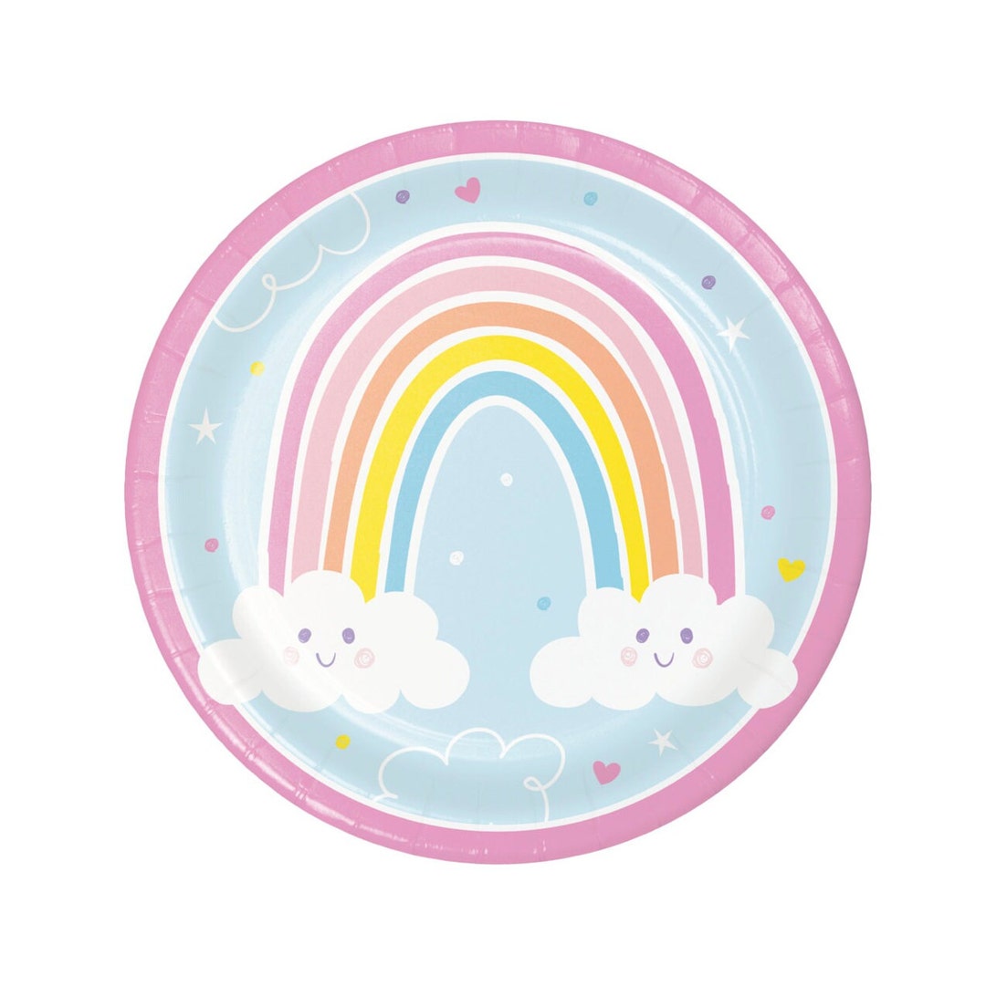 9" Pastel Rainbow Plates - Pastel Rainbow Birthday Plates, Rainbow Baby ...