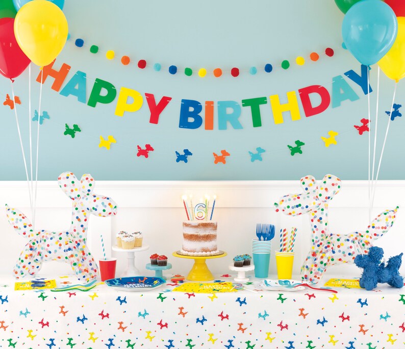 Balloon Dog Plates - Kids Birthday Plates, Circus Party, Balloon Dog ...