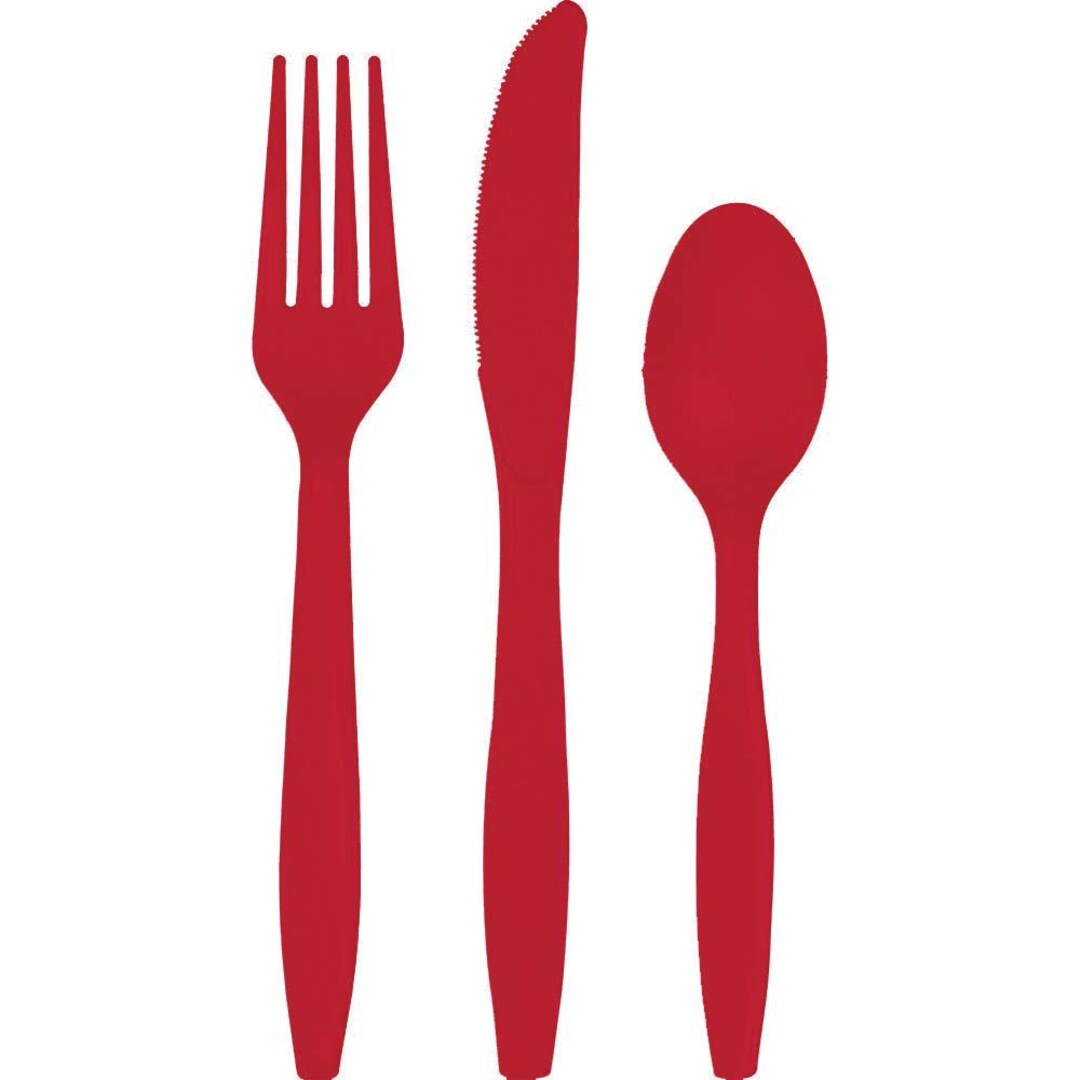 Bulk Red Plastic Cutlery - 72-guest Case of Plastic Utensils, Bulk ...