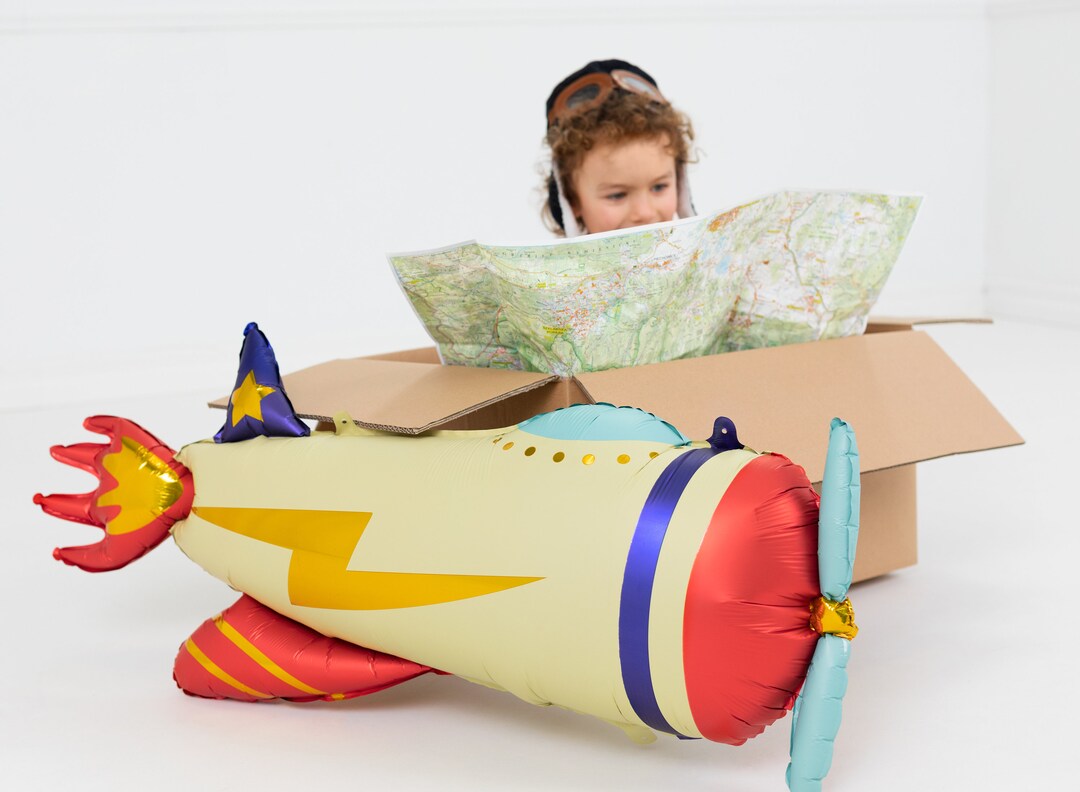 Vintage Airplane Balloon, Two Fly Party, Airplane Birthday Decorations ...