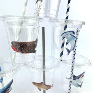 Shark Party Cups - Shark Birthday Decorations, Ocean Party, Shark Party ...