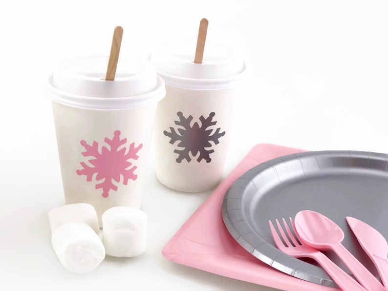 Snowflake Cups Winter Wonderland Party Supplies Winter - Etsy