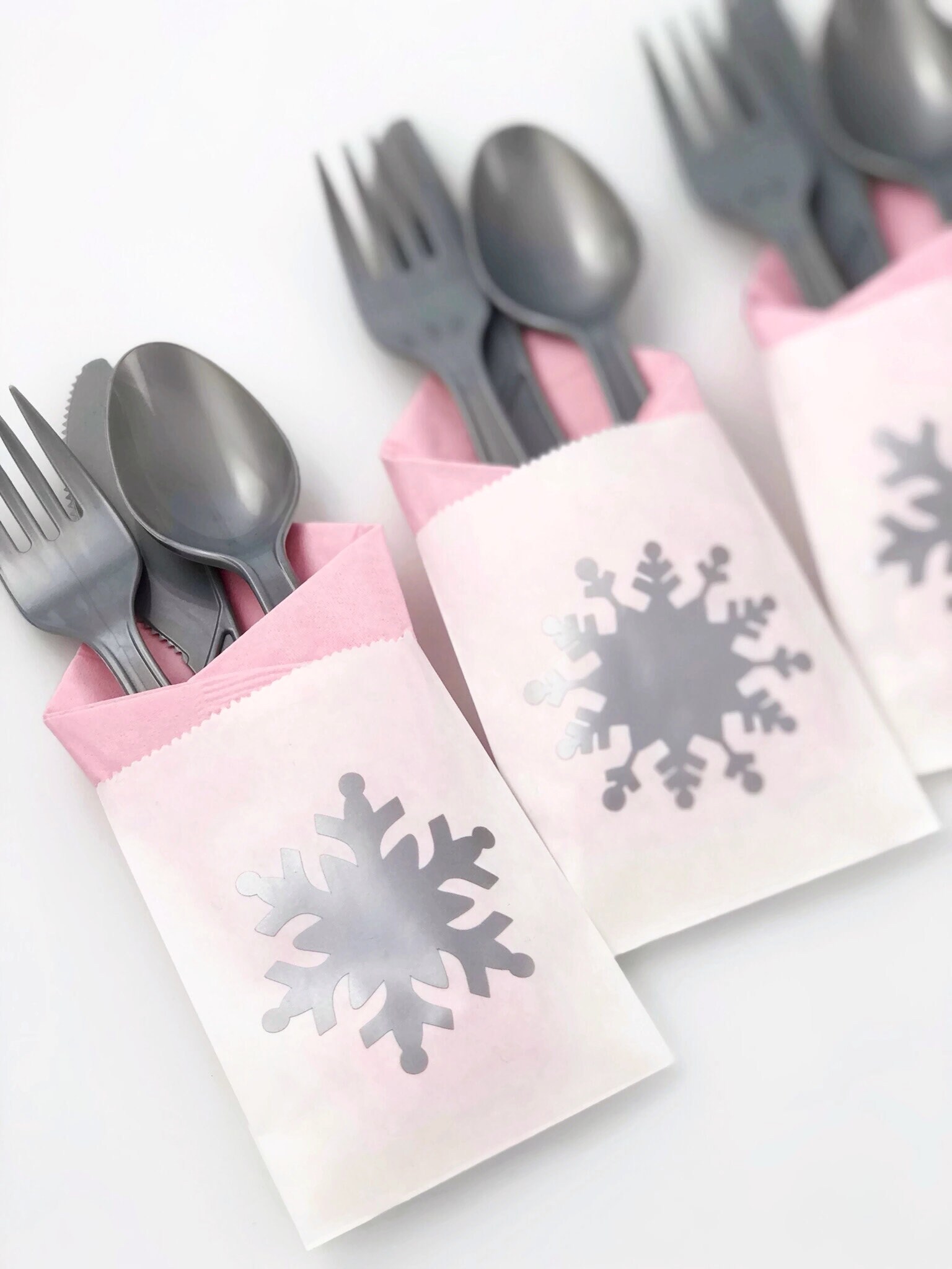 Snowflake Cutlery Snowflake Gender Reveal Winter Wonderland | Etsy