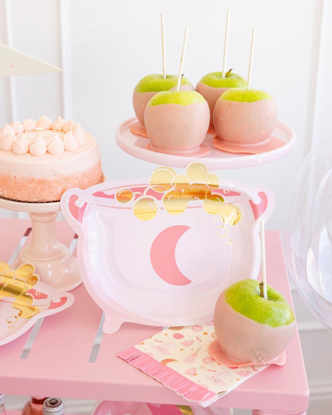 Pink Cauldron Plates - Witch Birthday Decorations, Spooky Party, Trick ...