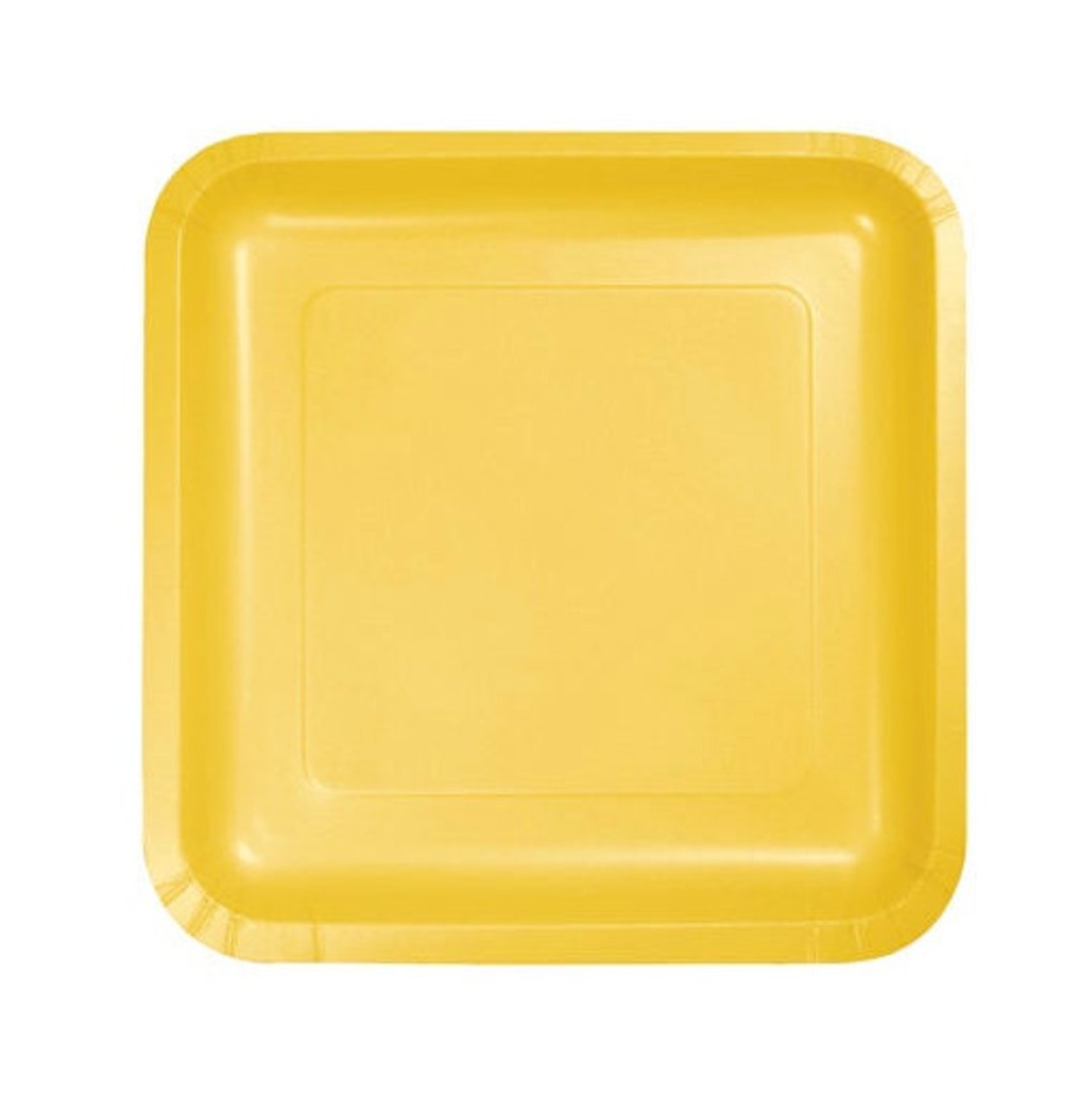 7" Square Yellow Paper Plates 18ct - Yellow Party, Construction ...