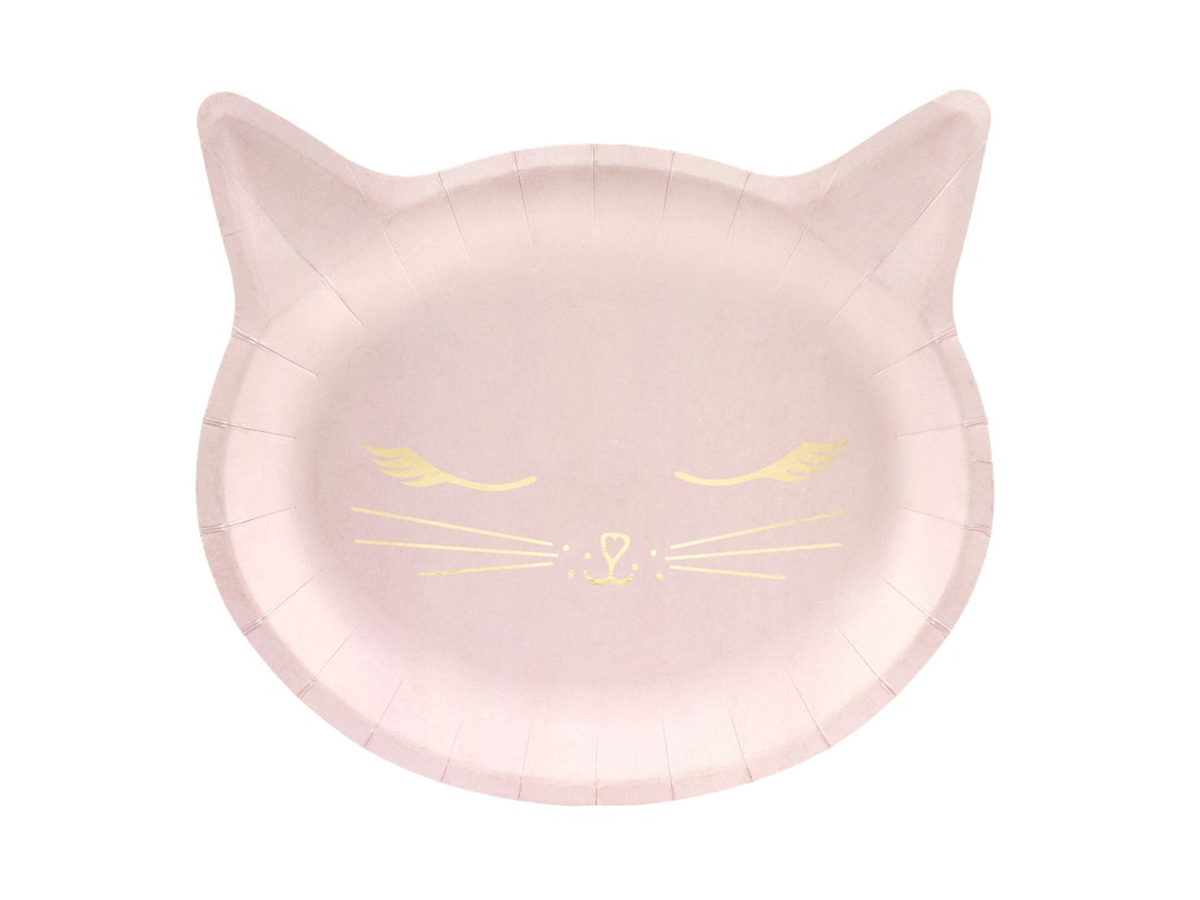 Pink Cat Plates - Cat Birthday Party Supplies, Kitten Birthday ...