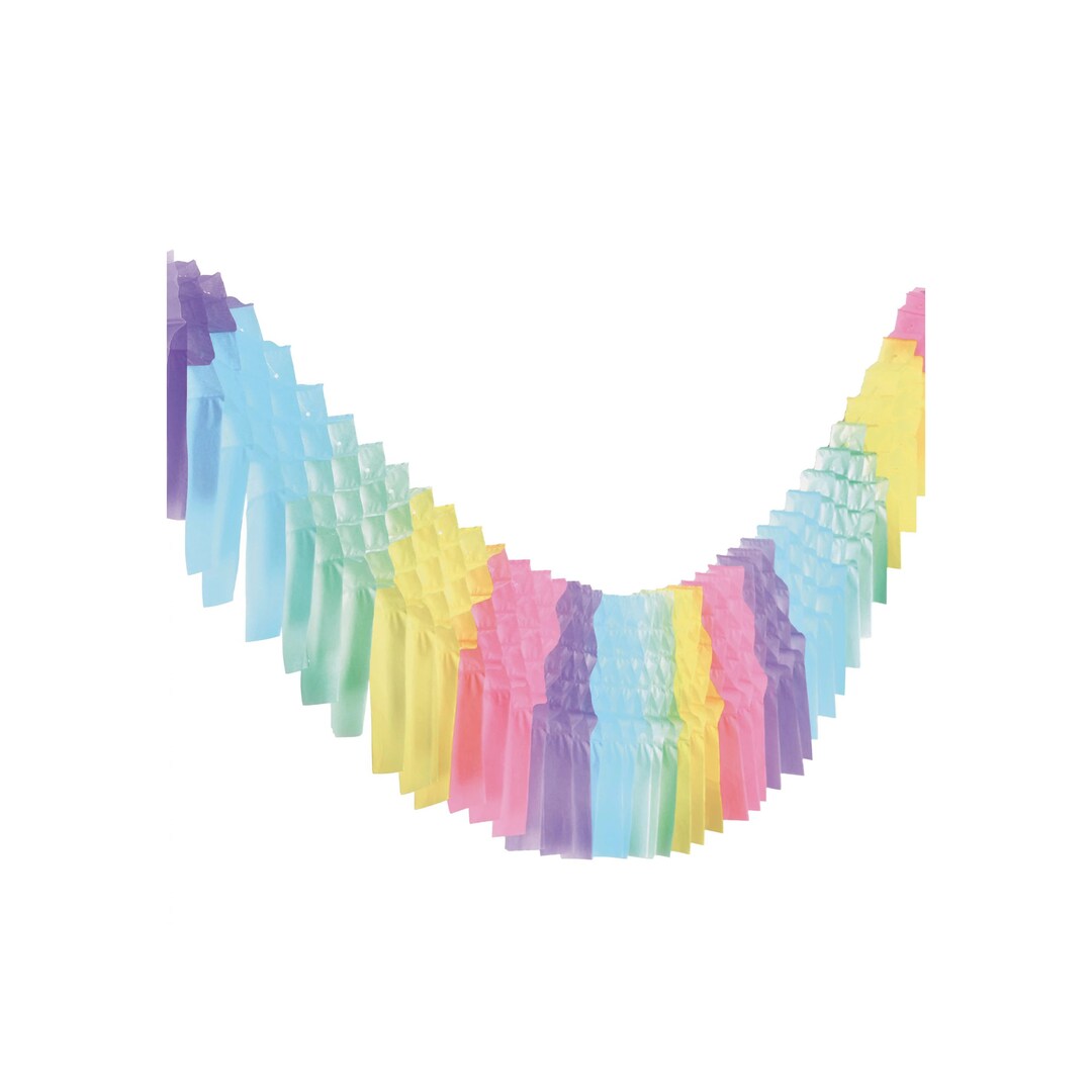 Pastel Party Tissue Garland - Groovy Birthday Banner, Pastel Rainbow ...