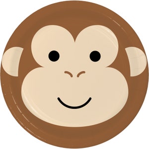 9 Monkey Party Plates Monkey Birthday Monkey Baby - Etsy