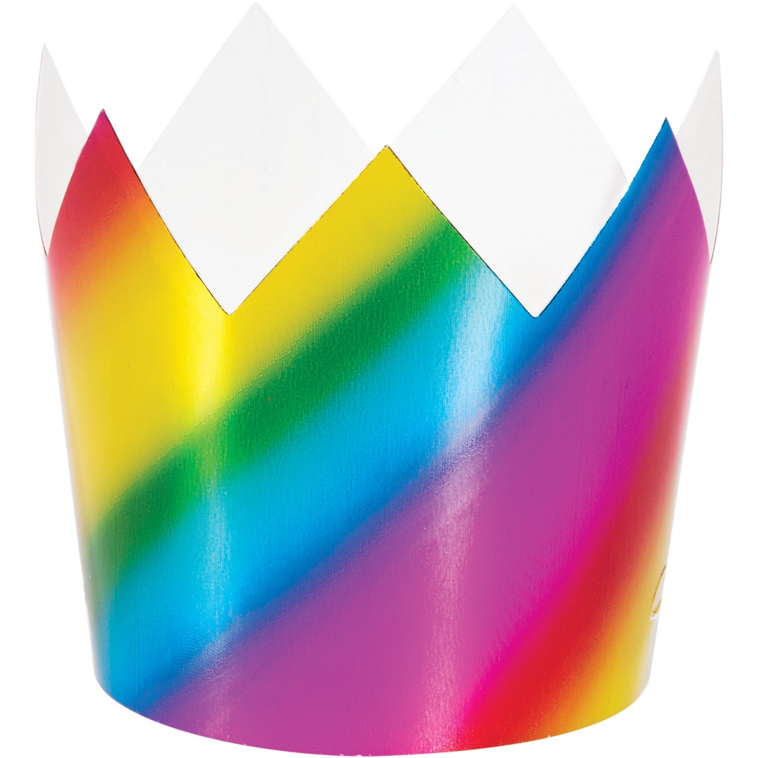 Rainbow Party Hats 8ct - Rainbow Birthday Crowns, Birthday Favors, Art ...