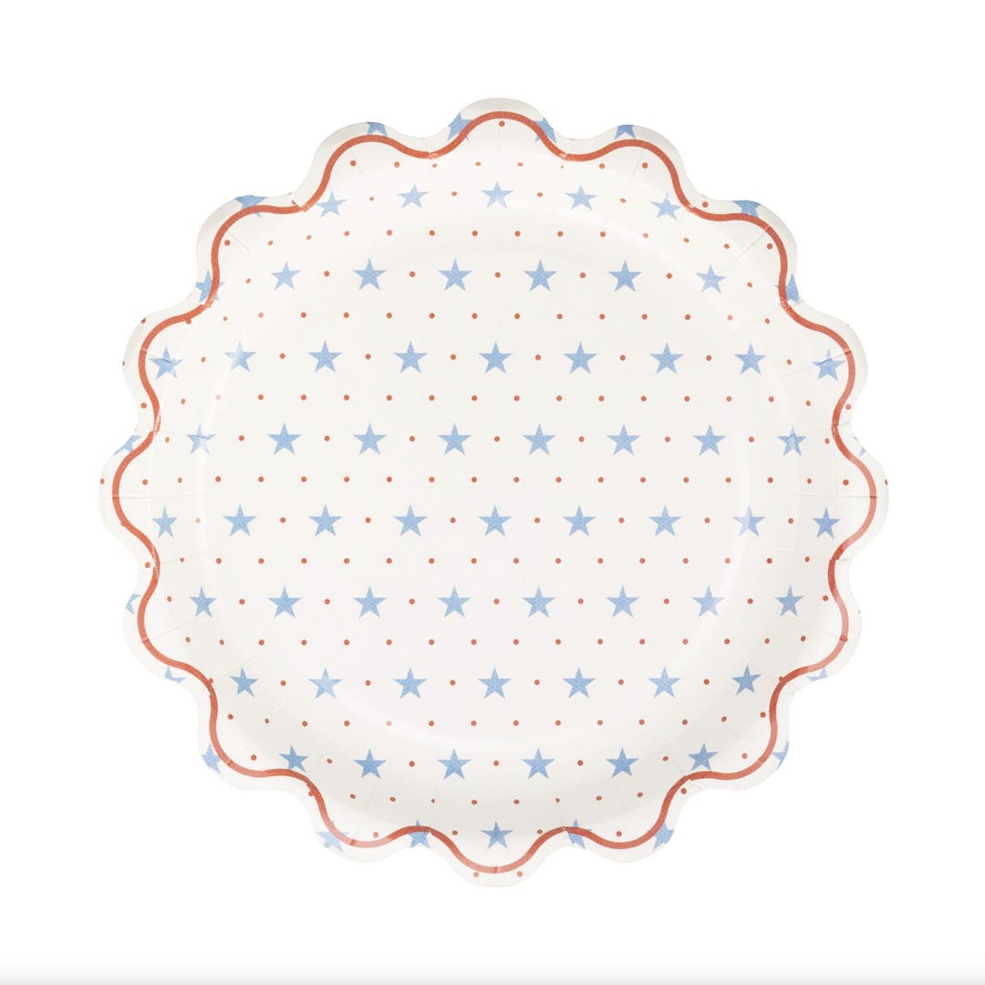 Patriotic Star Dinner Plates 8ct – 9" Red White & Blue Scalloped Paper ...