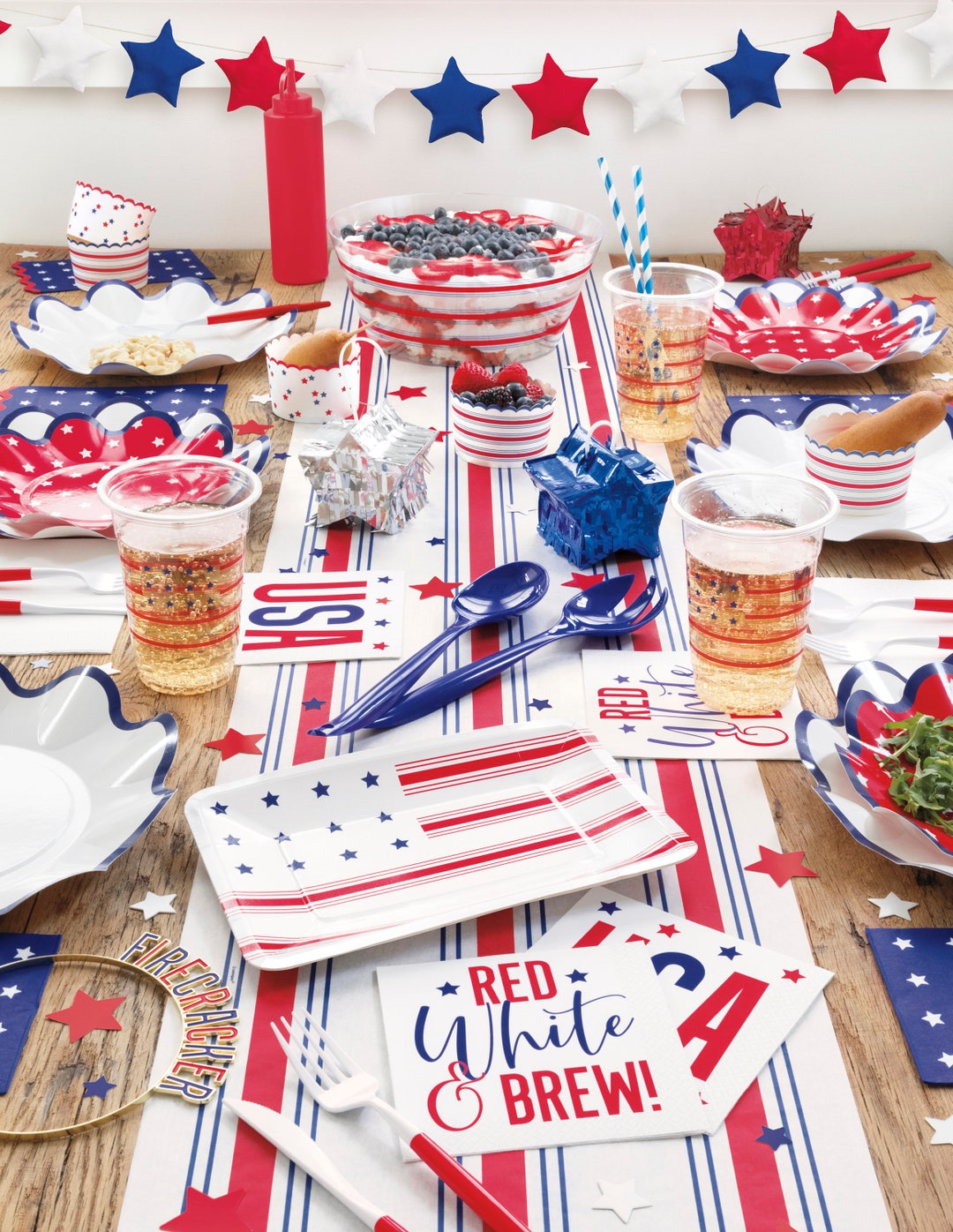 Americana Table Runner, Red White Blue Party Decorations, Stars ...