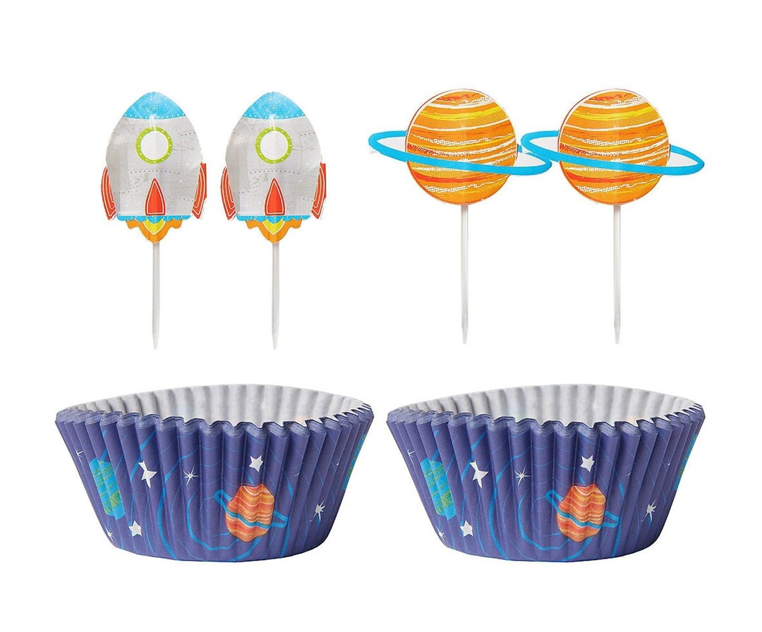 Space Party Cupcake Toppers - Space Party, Space Cupcake Toppers, Cup ...