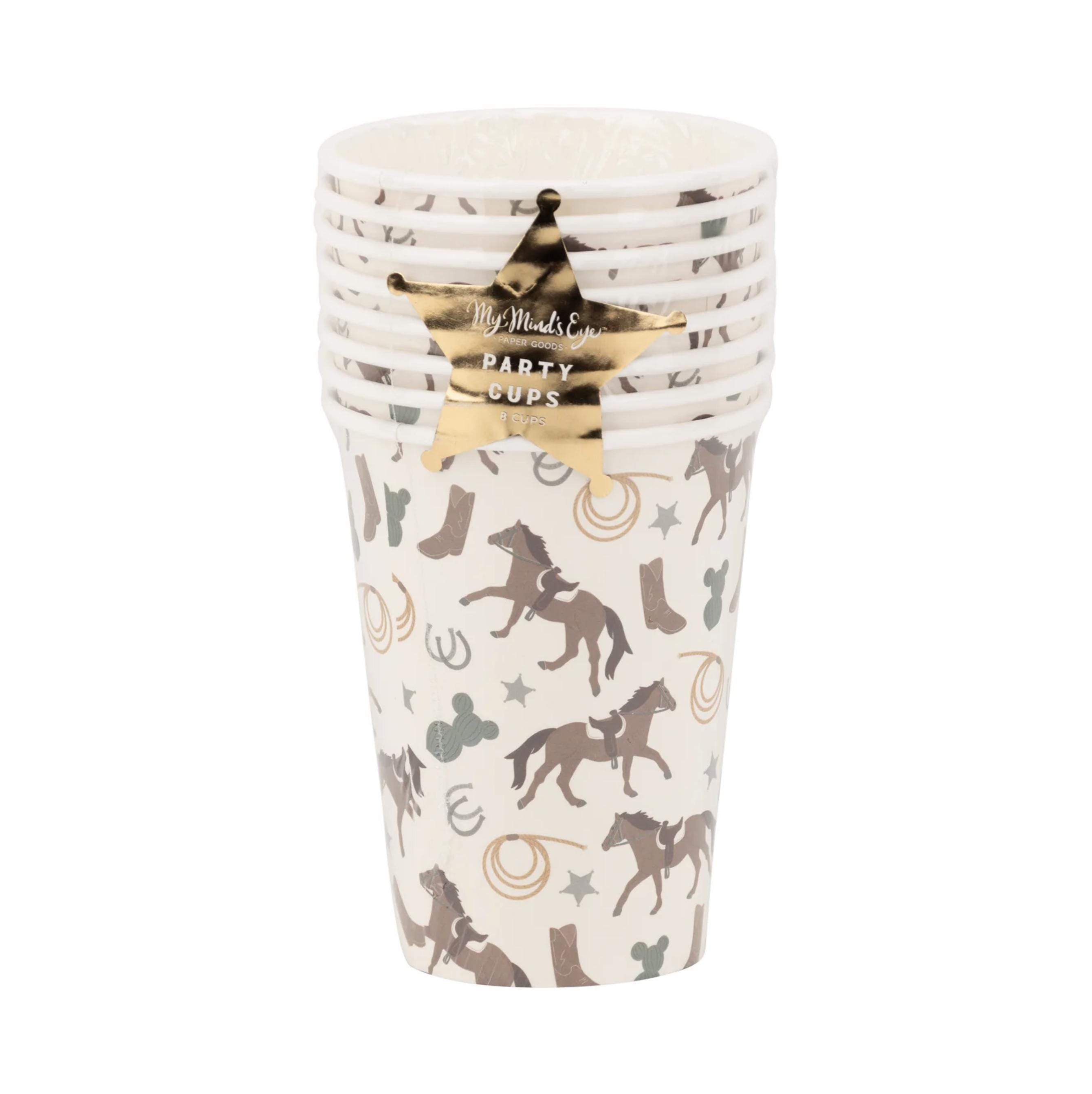 Howdy Party Cups - Western Birthday Cups, Horse Party Supplies, First ...