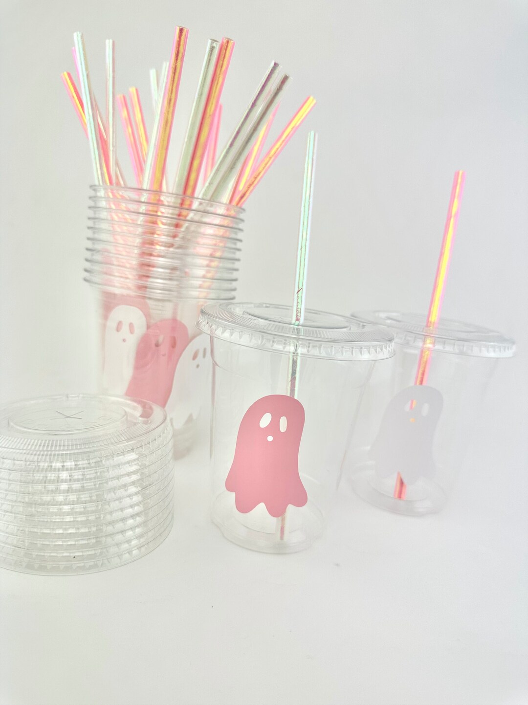 Pink & White Ghost Party Cups - Halloween Party Decorations, Spooky ...