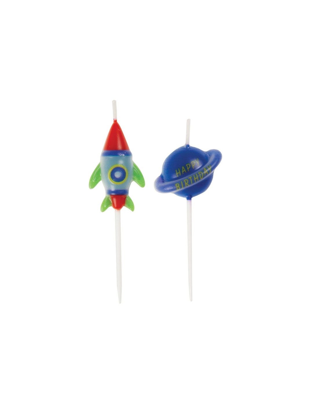 6 Space Party Candles - Rocket Birthday Candles, Cake Decorations ...