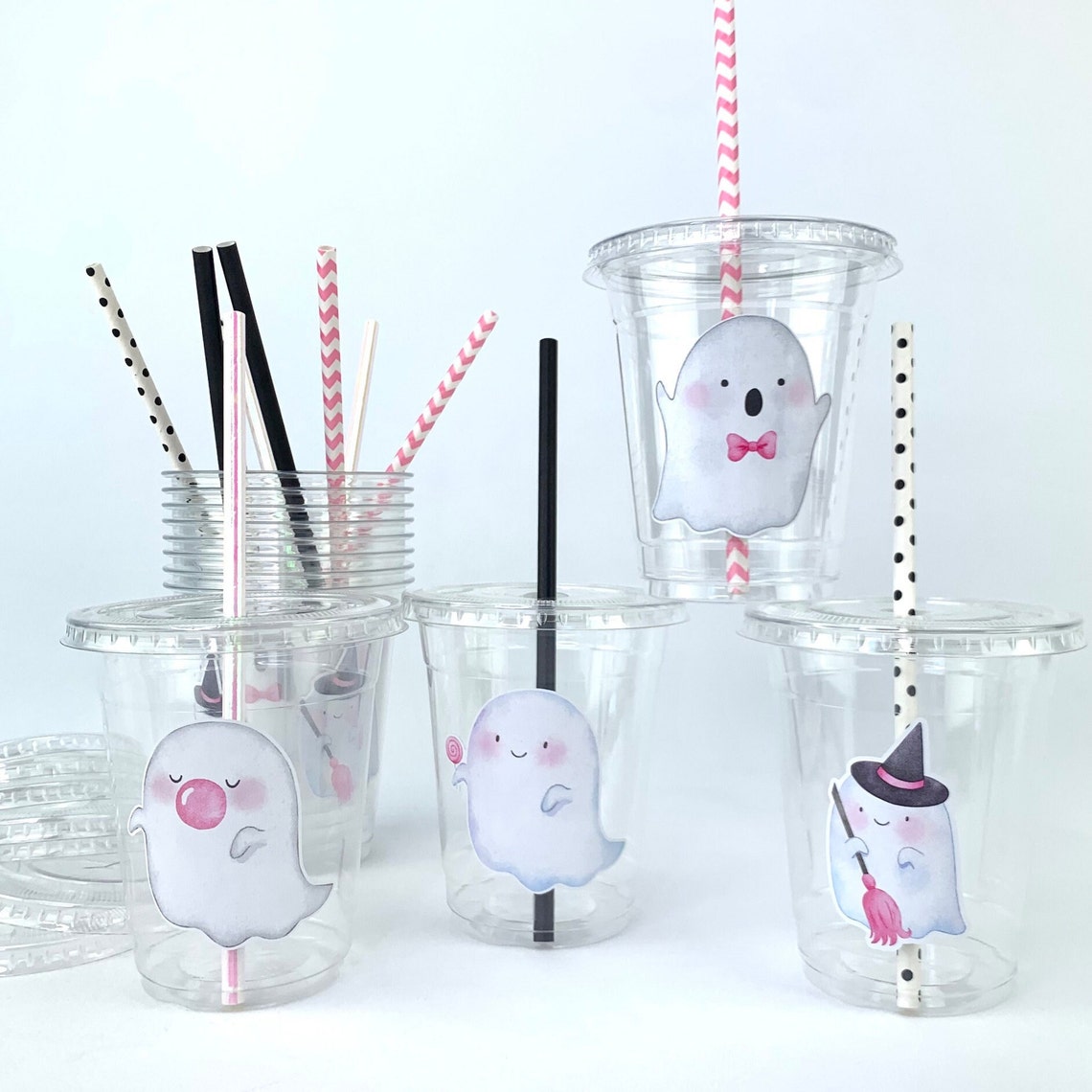 Pink Ghost Party Cups - Groovy Ghost Halloween Party Supplies ...