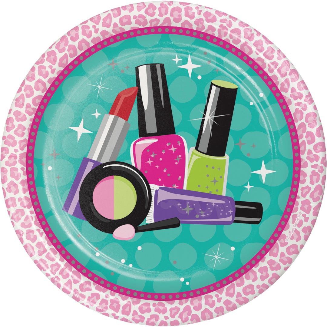 Makeup Party 9" Plates 8ct - Spa Birthday Decorations, Makeup Party ...