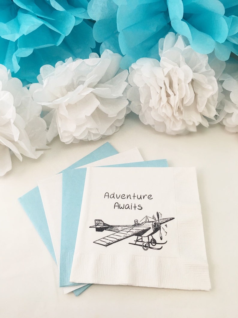 Airplane Napkins Travel Baby Shower Airplane Party Napkins | Etsy