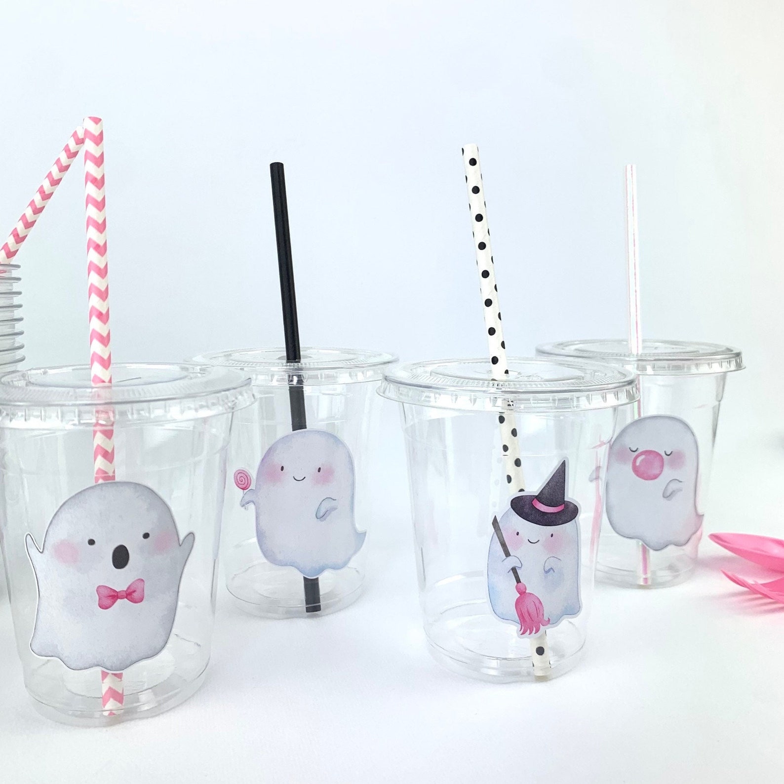 Pink Ghost Party Cups - Groovy Ghost Halloween Party Supplies ...
