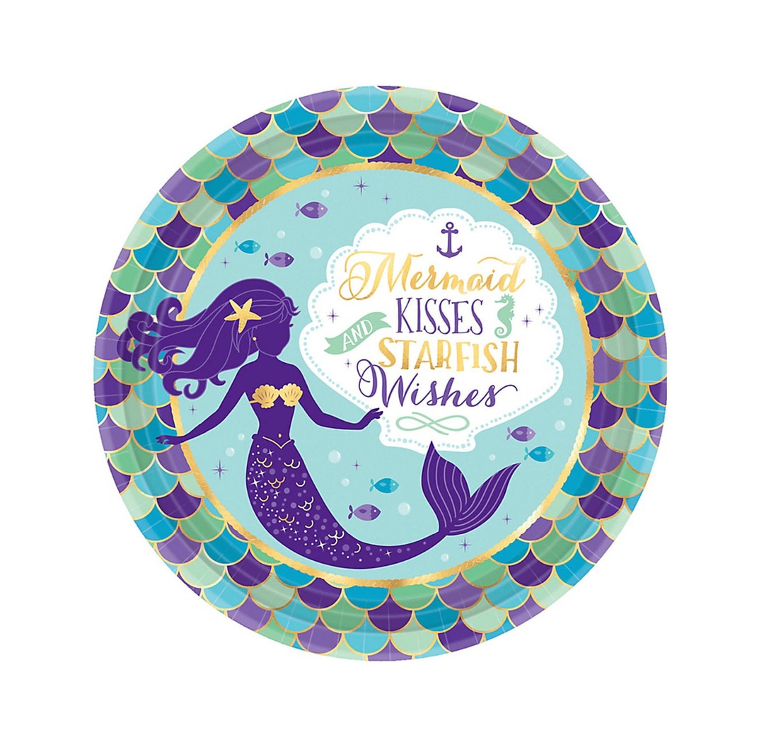 9" Mermaid Party Plates - Mermaid Birthday, Party Supplies, Mermaid ...