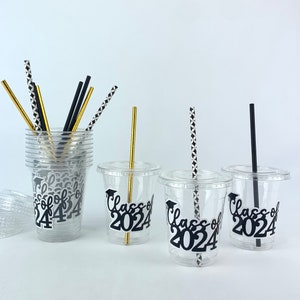 Graduation Cups, Class of 2024, Black and Gold Graduation, 2024 Cups ...