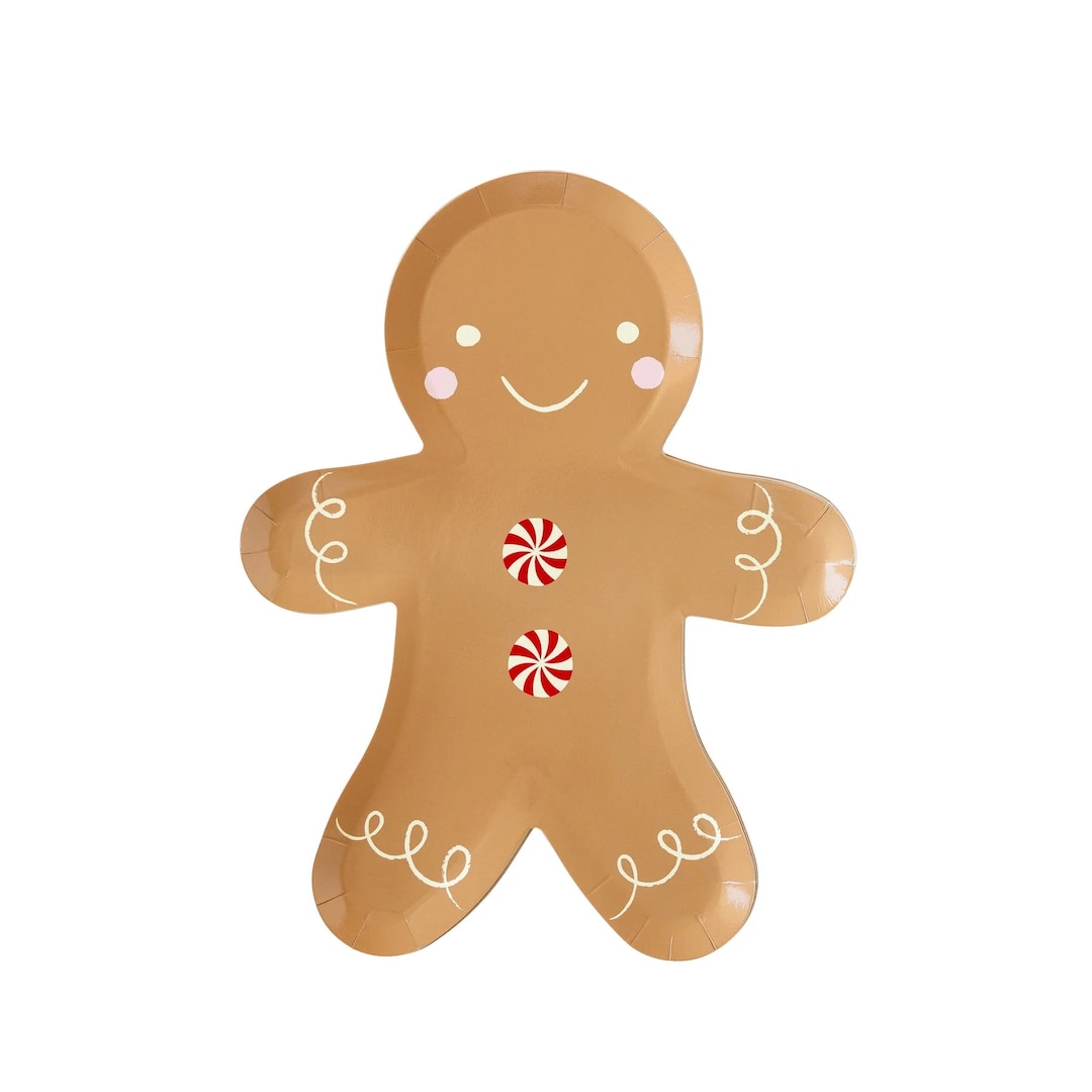 Gingerbread Man Plates - Holiday Party Plates, Pink Gingerbread Party ...