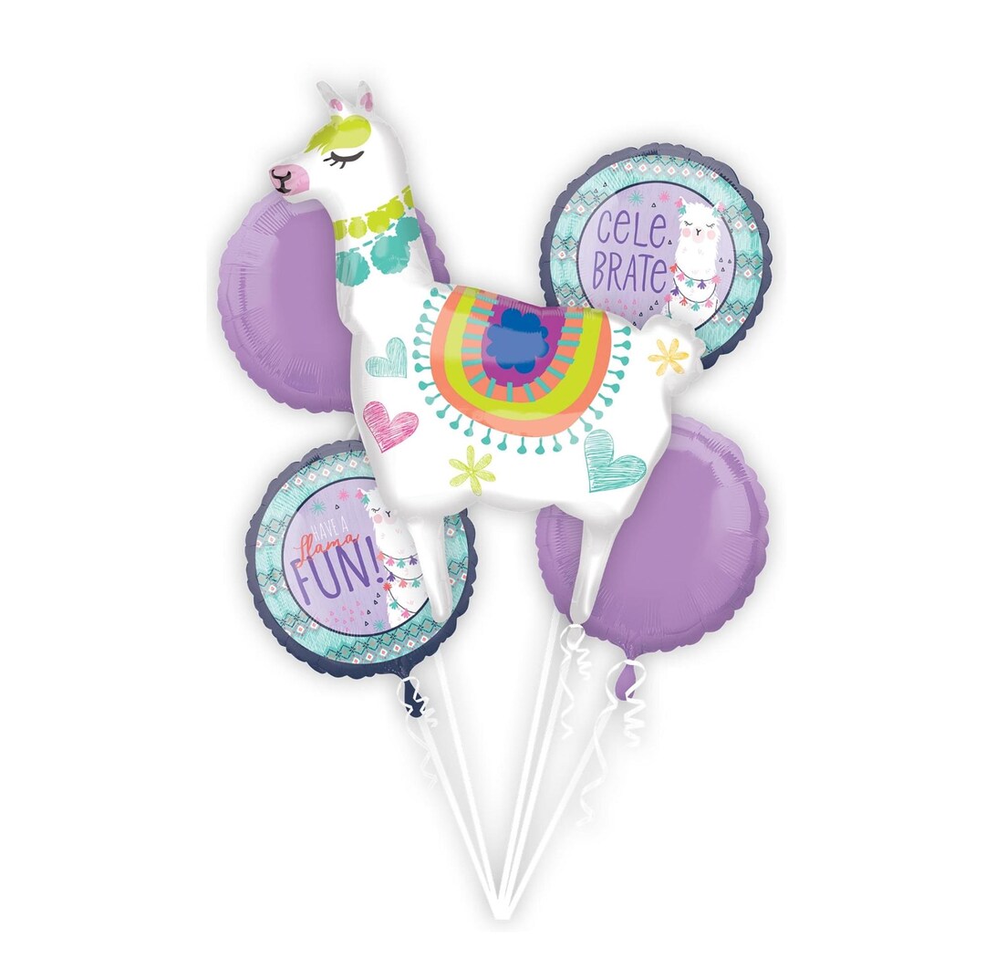 Llama Balloon Bouquet - Llama Party Balloons, Llama Birthday ...