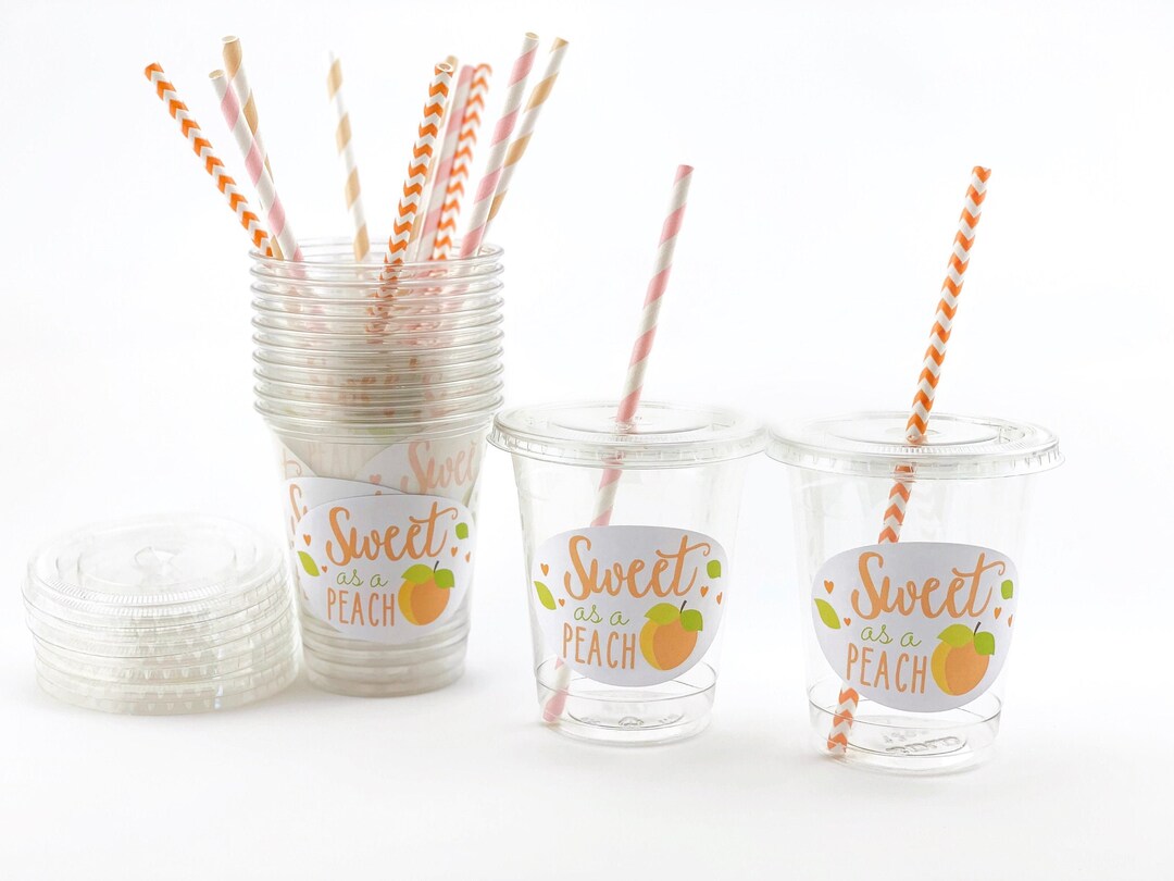 Peach Party Cups - Peach Birthday, Sweet as a Peach, Peach Party Favors ...
