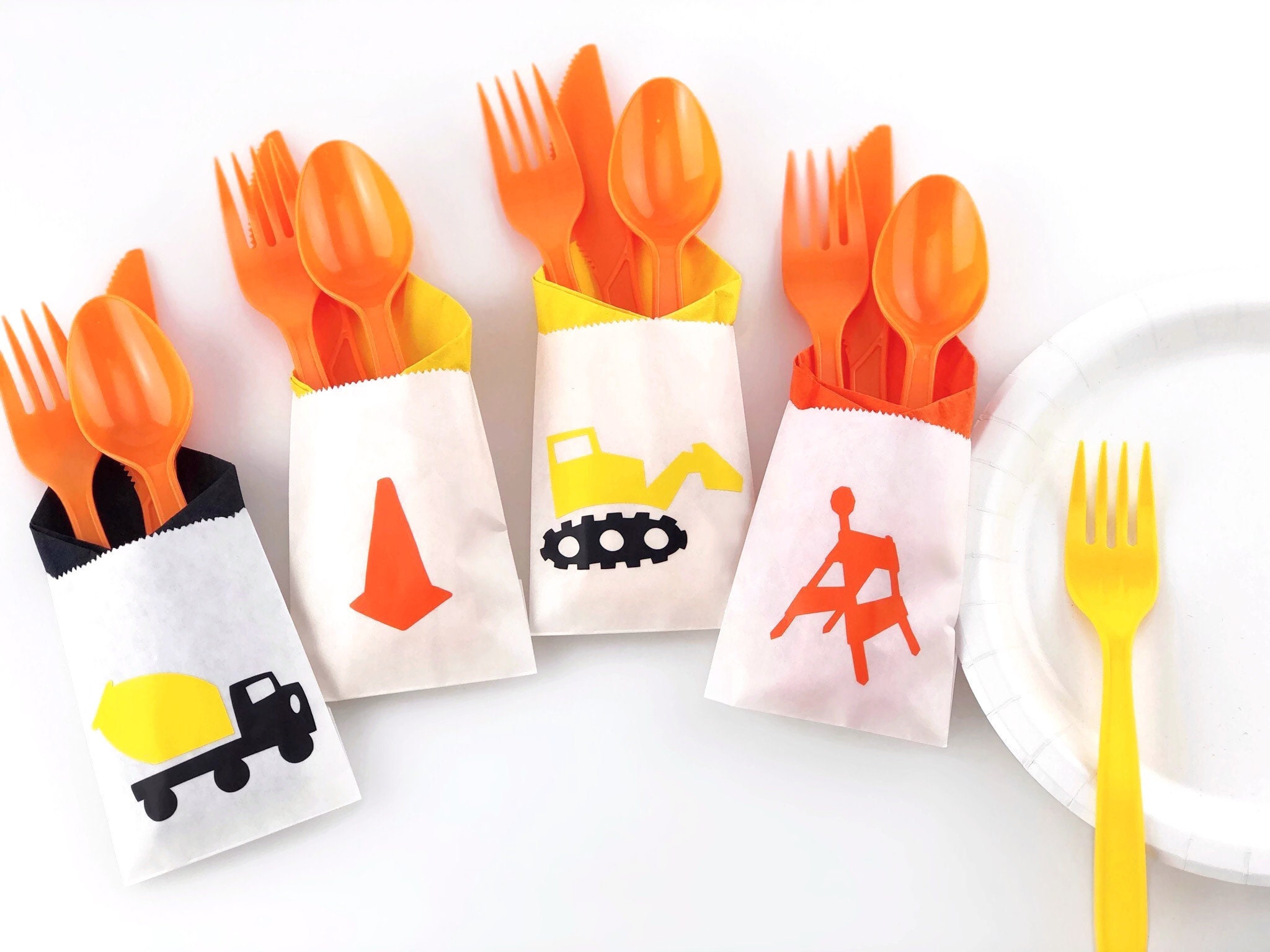 Construction Party Cutlery - Construction Birthday Party Supplies ...