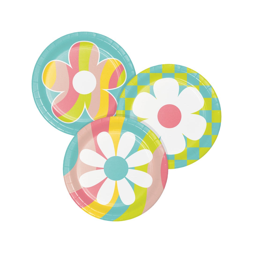 Two Groovy Party Plates - Hippie Birthday Plates, Groovy Party ...