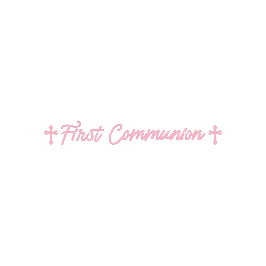 Pink First Communion Banner - Communion Decorations, Baby Girl Baptism ...