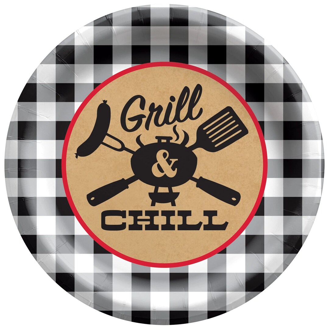 Grill & Chill BBQ Party Plates 8ct - Paper 8.75" Dinner Plates, Outdoor ...